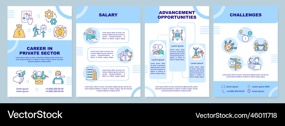Career in private sector blue brochure template Vector Image