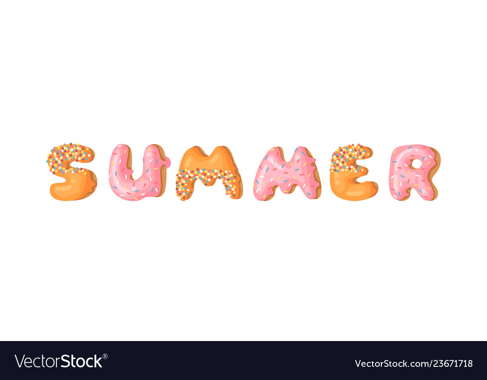 Cartoon donut and word summer hand drawn drawing Vector Image