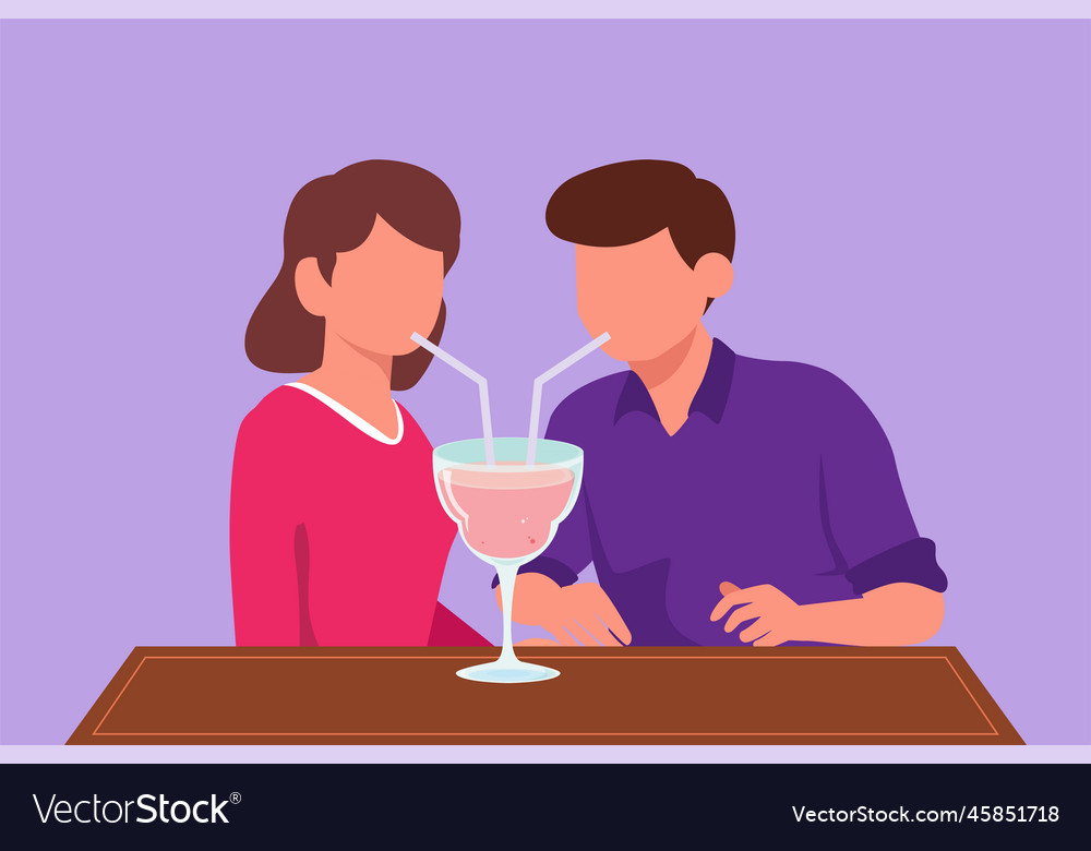 Cartoon Flat Style Drawing Cute Young Couple Vector Image
