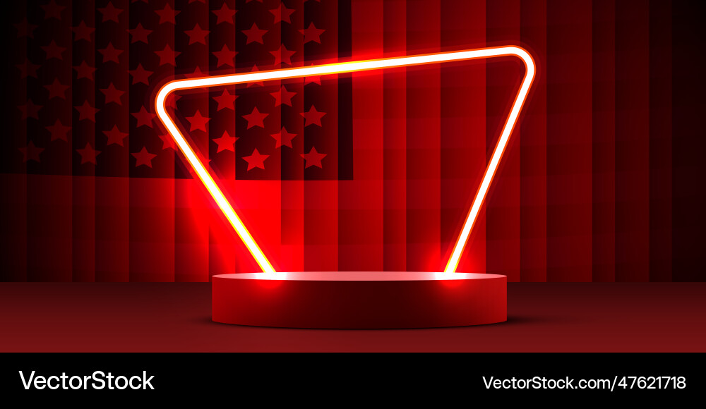 Cylindrical podium on usa flag background Vector Image