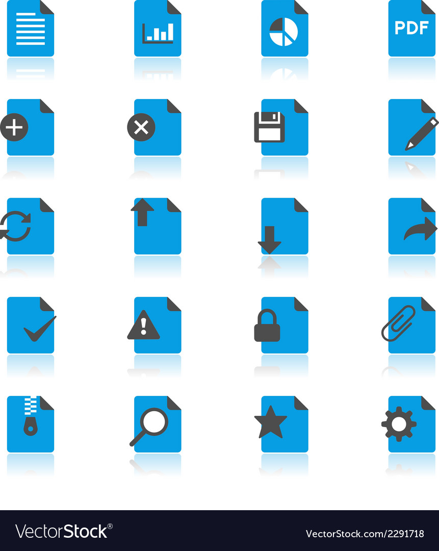 Document flat with reflection icons Royalty Free Vector