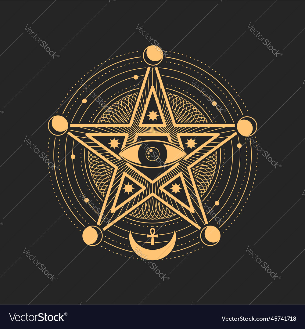 Esoteric occult symbol magic tarot sign Royalty Free Vector