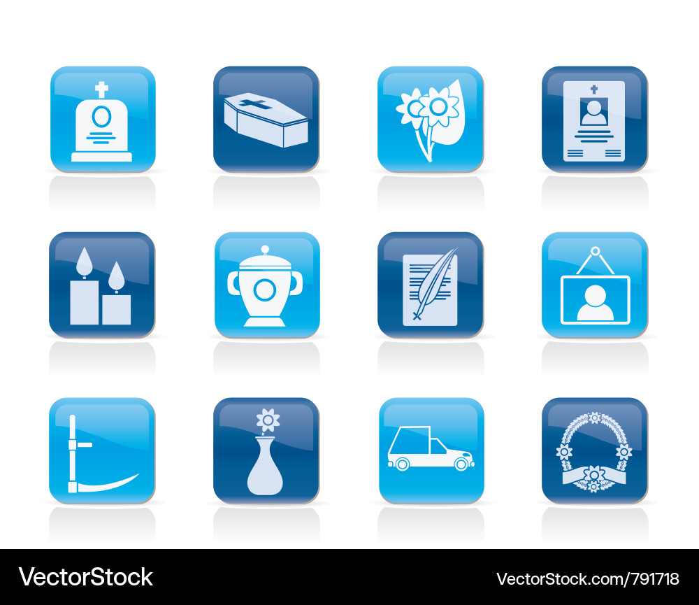 Funeral and burial icons Royalty Free Vector Image