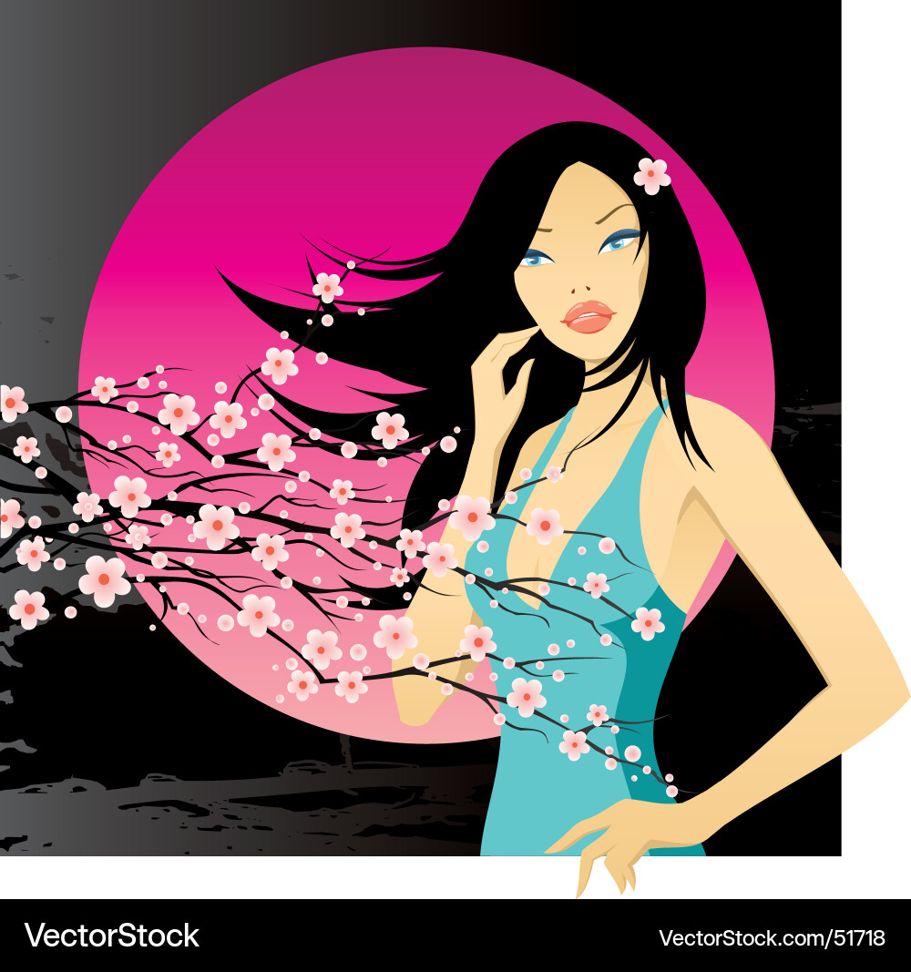 Girl japan night Royalty Free Vector Image - VectorStock