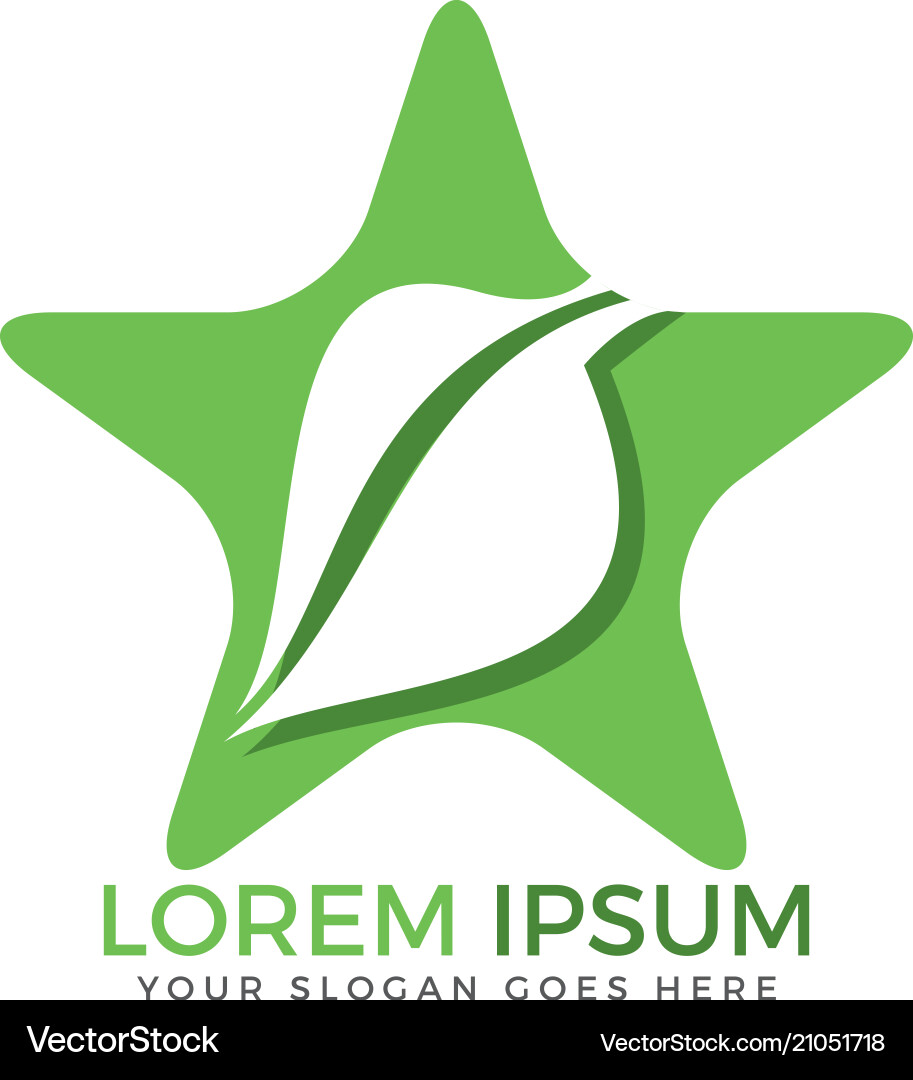Green leaf star shape ecology nature logo Vector Image