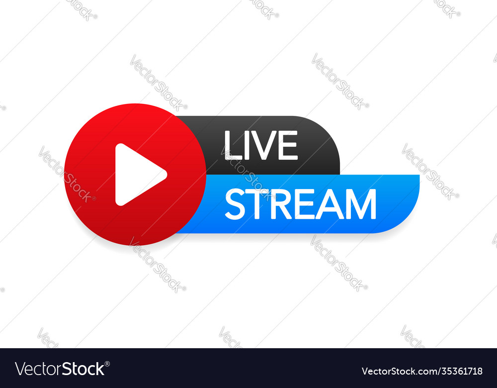 Live stream icon badge emblem for broadcasting Vector Image