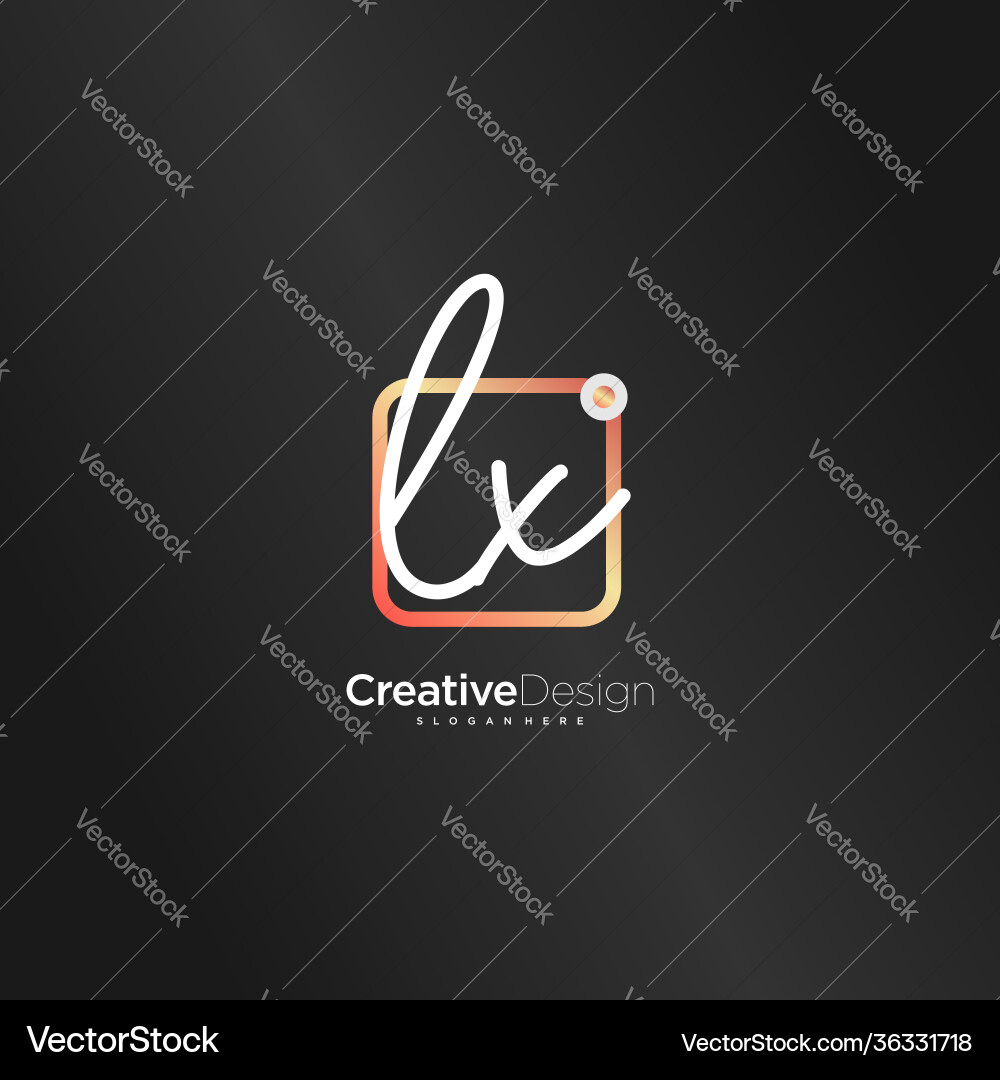 Lx initial letter handwriting logo art hand drawn Vector Image
