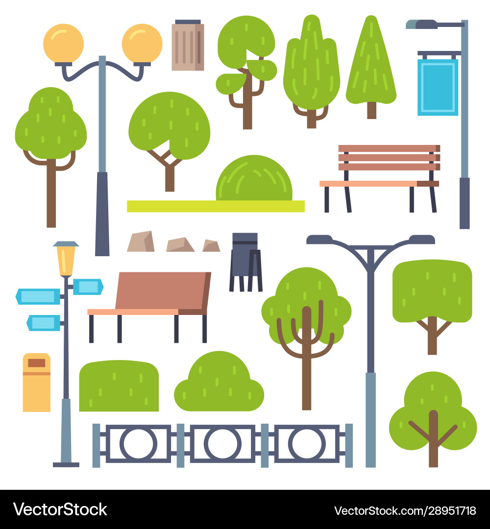 Park elements urban outdoor decor lamppost Vector Image