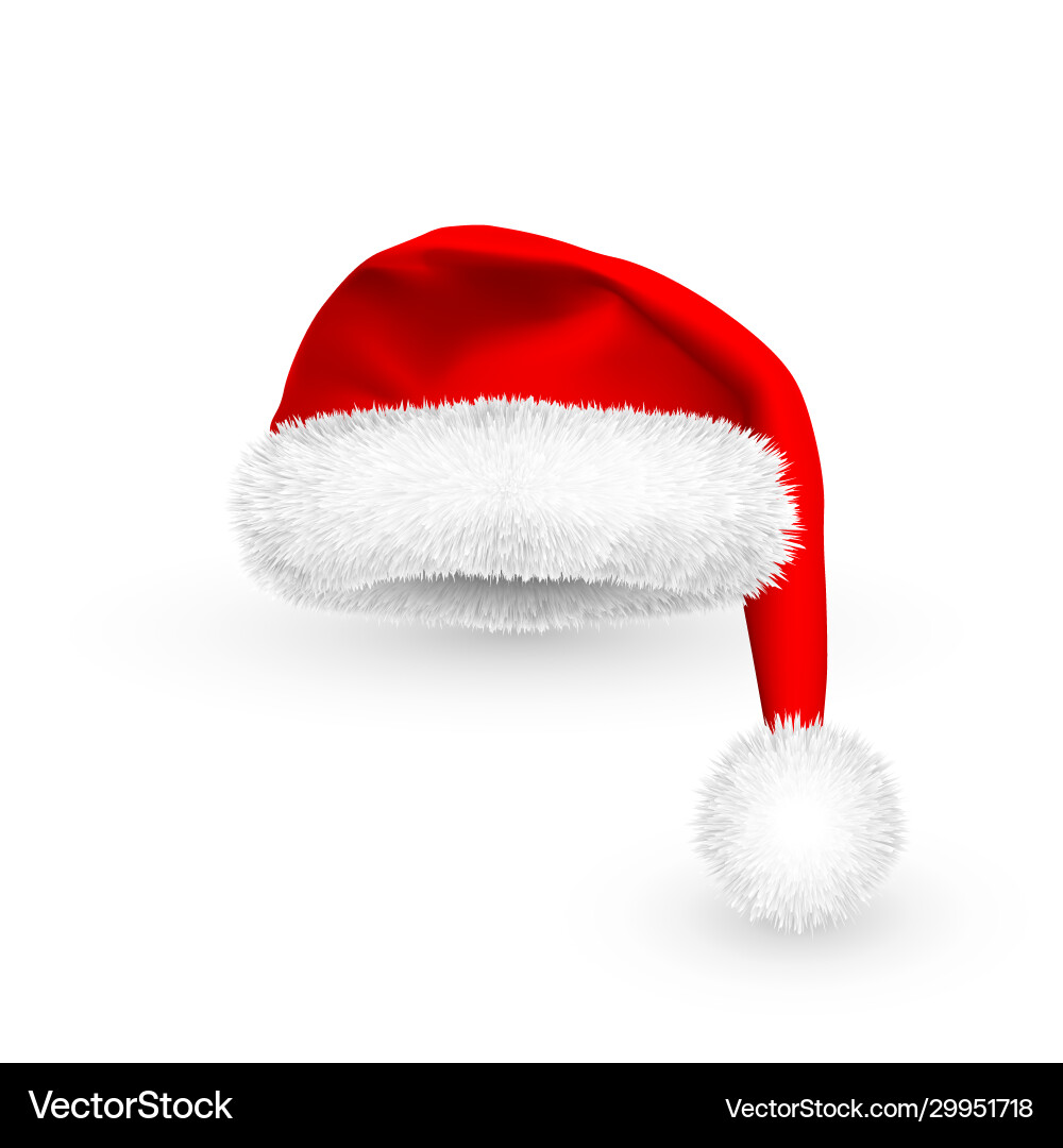Realistic red santa claus hat isolated on white Vector Image