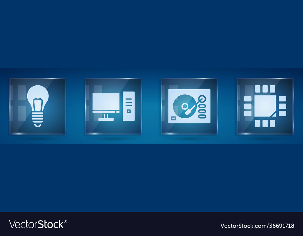 Set light bulb with concept idea computer Vector Image