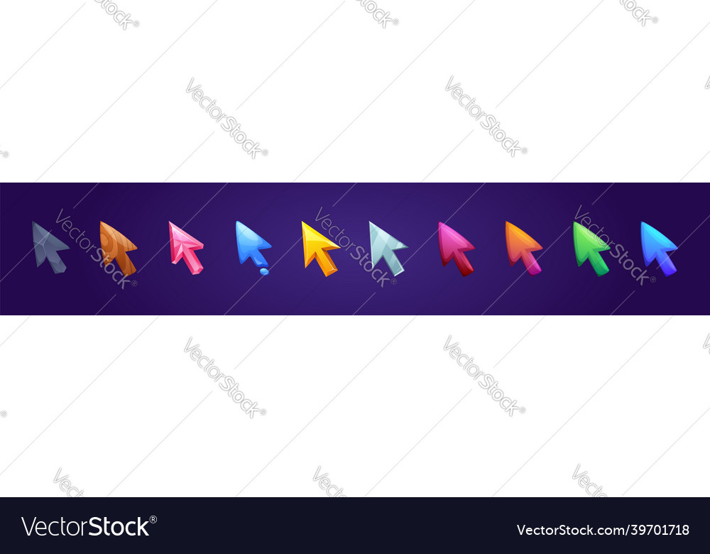 Set of game arrows ui or gui interface cursors Vector Image