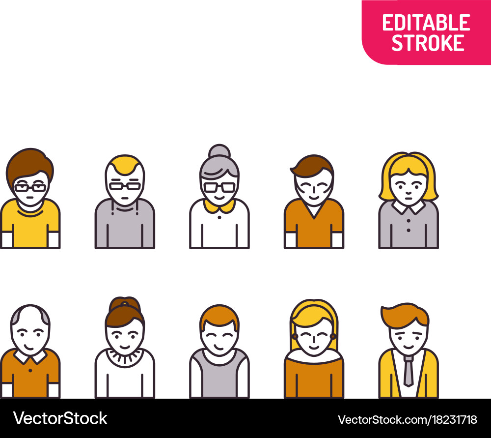 Set of people linear art style variants Royalty Free Vector