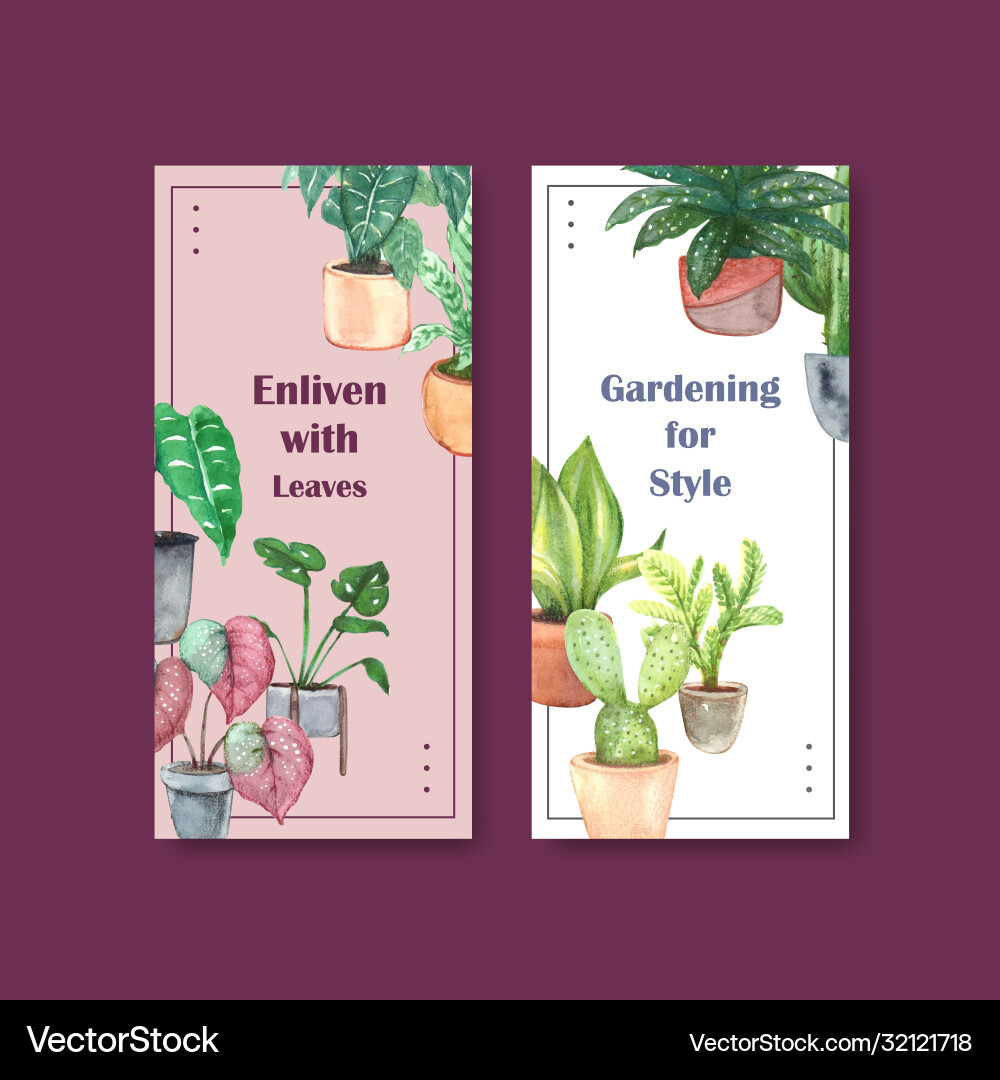 Summer plants flyer template design Royalty Free Vector