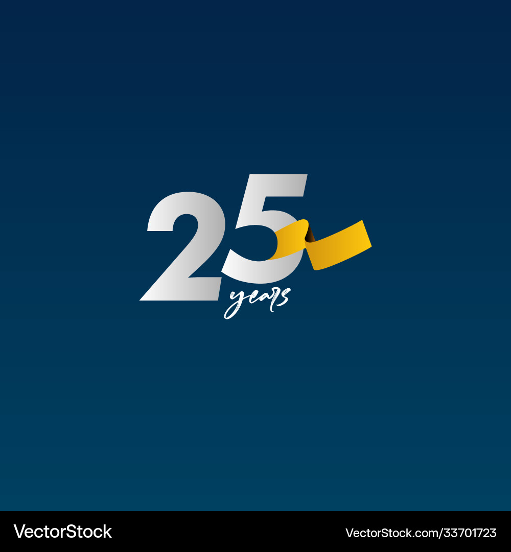 25 years anniversary celebration white blue Vector Image