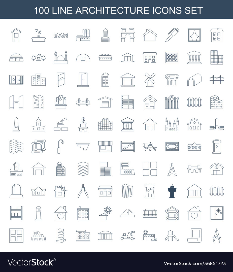 Architecture icons Royalty Free Vector Image - VectorStock