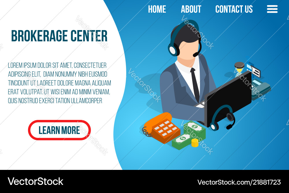 Brokerage center concept banner isometric style Vector Image