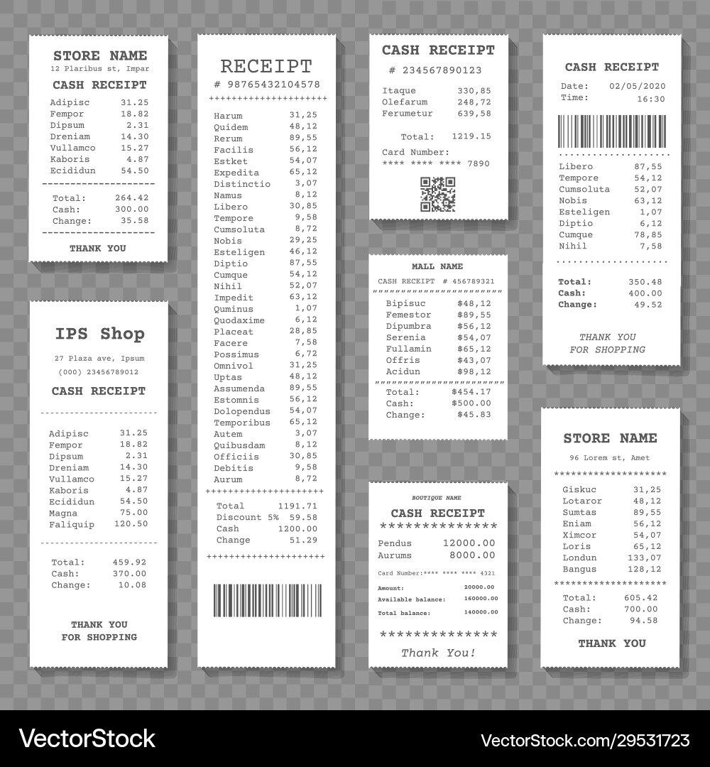Cash paper receipt isolated Royalty Free Vector Image