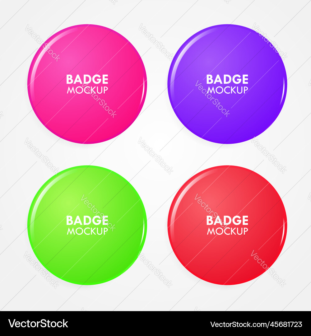 Colorful realistic mockup badges Royalty Free Vector Image