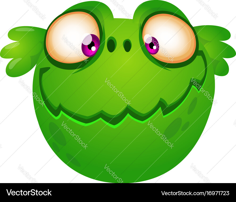 Cute cartoon green alien head Royalty Free Vector Image