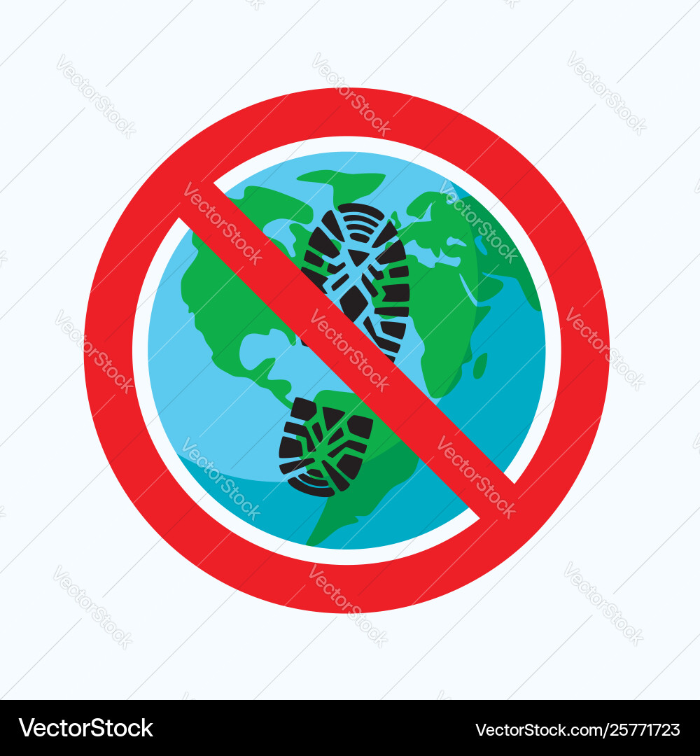 Flat icon global carbon footprint stop earth Vector Image