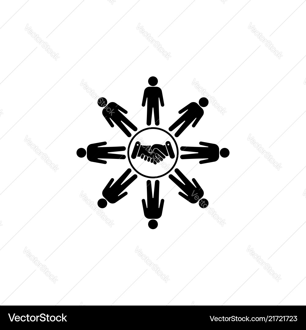 Flat icon of team work black on white background Vector Image