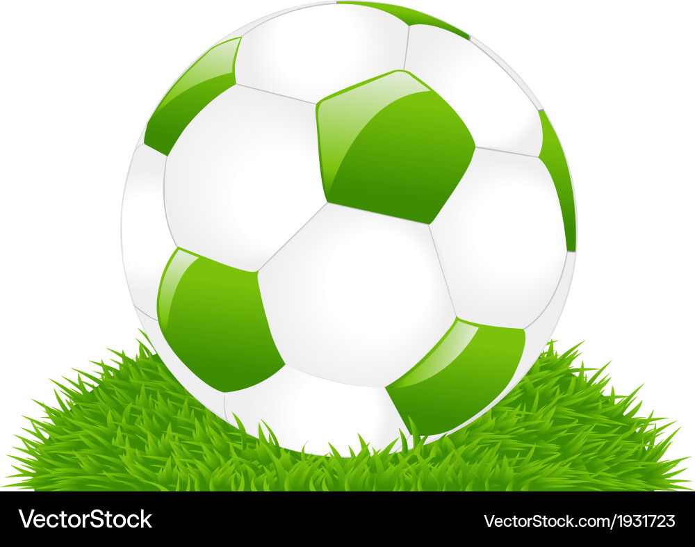 Green soccer ball on grass Royalty Free Vector Image