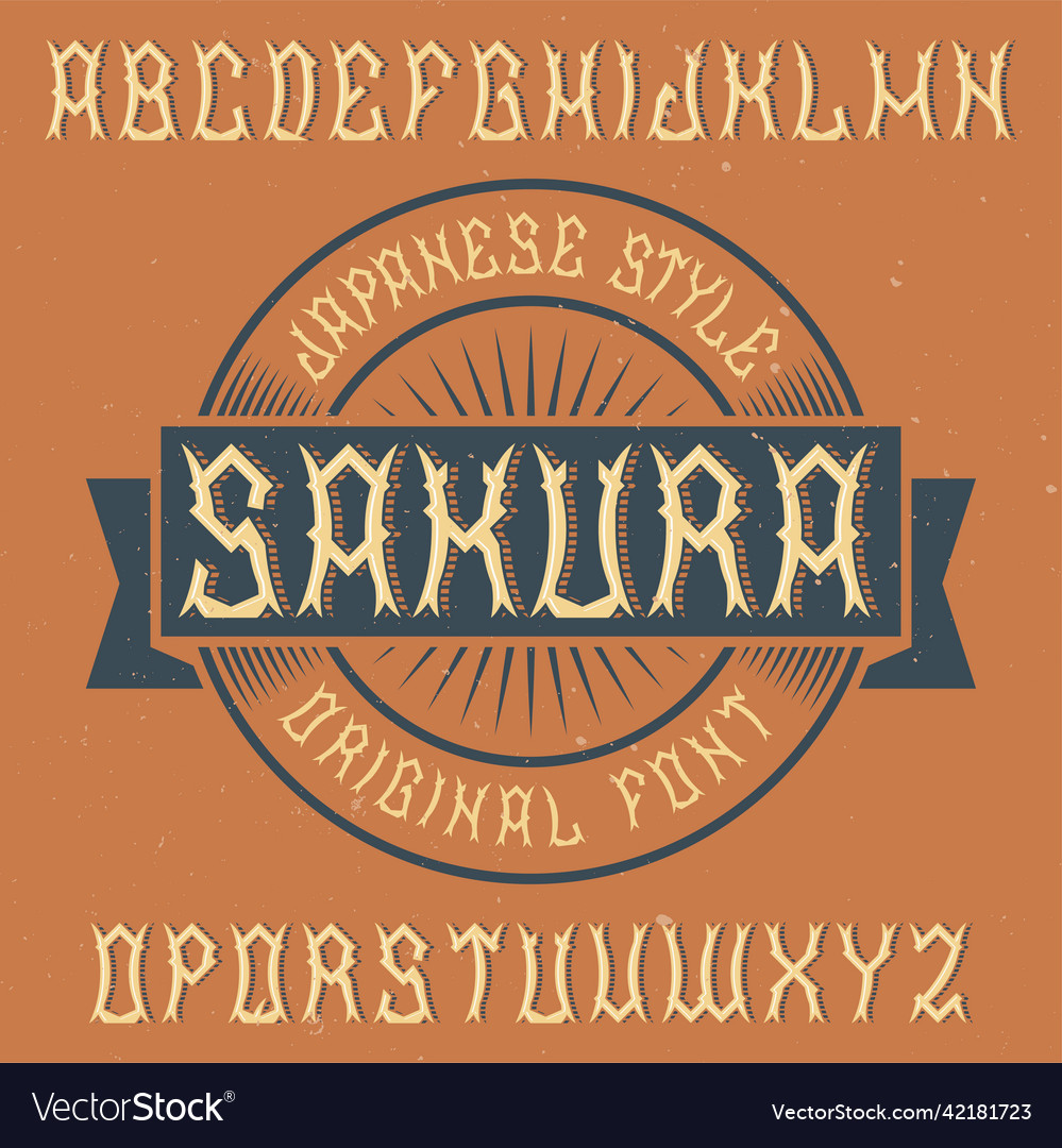 Label Font Named Sakura Royalty Free Vector Image