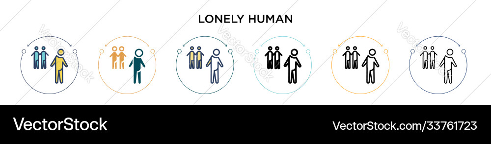 Lonely human icon in filled thin line outline Vector Image
