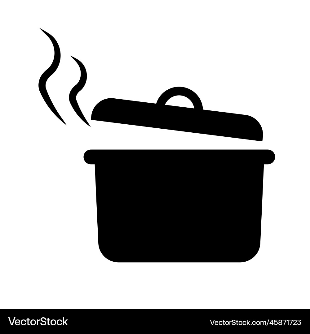 Pot and steam silhouette icon Royalty Free Vector Image