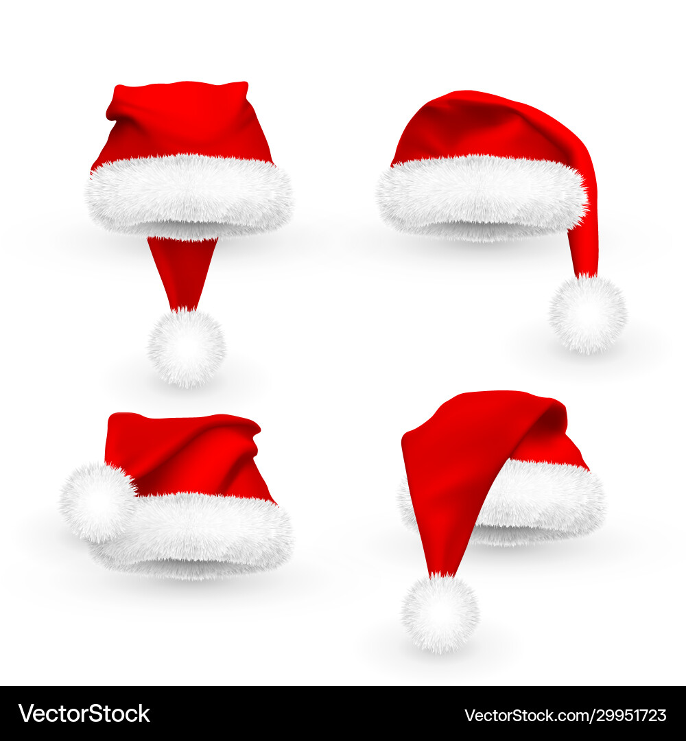 Realistic red santa claus hat isolated on white Vector Image