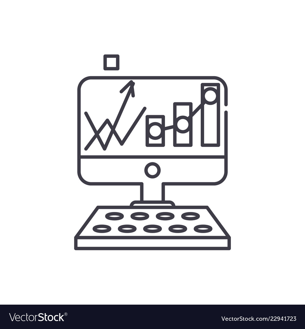 Stock analysis line icon concept analysis Vector Image