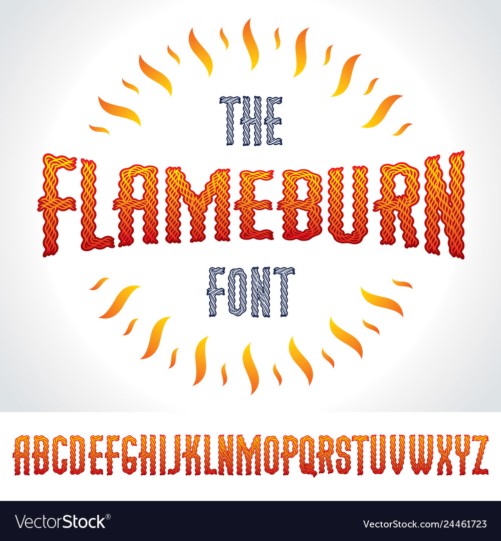 Type font created using burning fire Royalty Free Vector