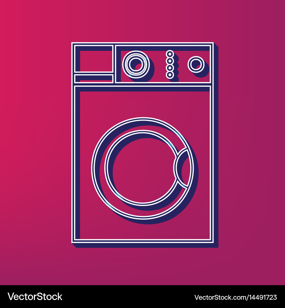 Washing machine sign blue 3d printed icon Vector Image