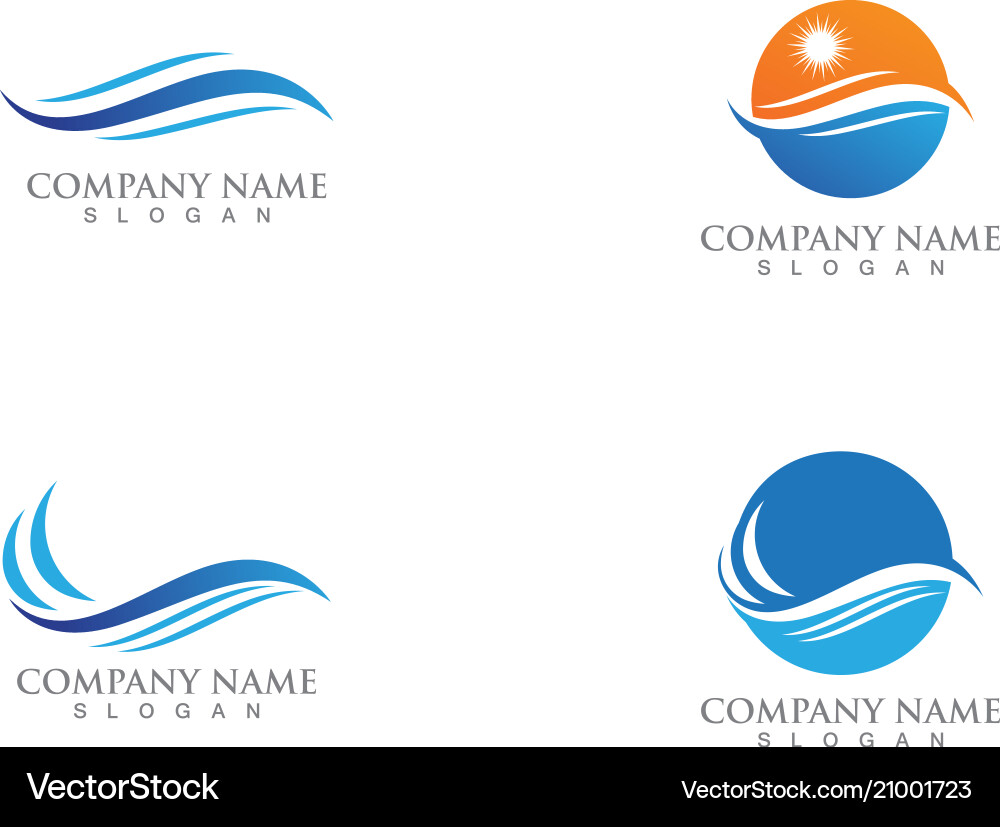 Water wave symbol and icon logo template Vector Image
