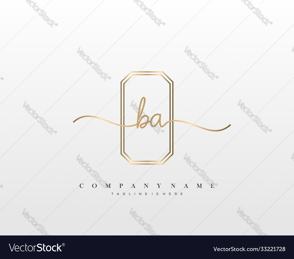 Ba initial handwriting minimalist geometric logo Vector Image Ba initial handwriting minimalist geometric logo Vector Image