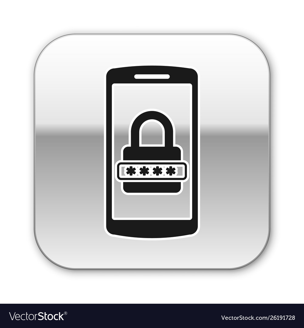 Black Mobile Phone And Password Protection Icon Vector Image