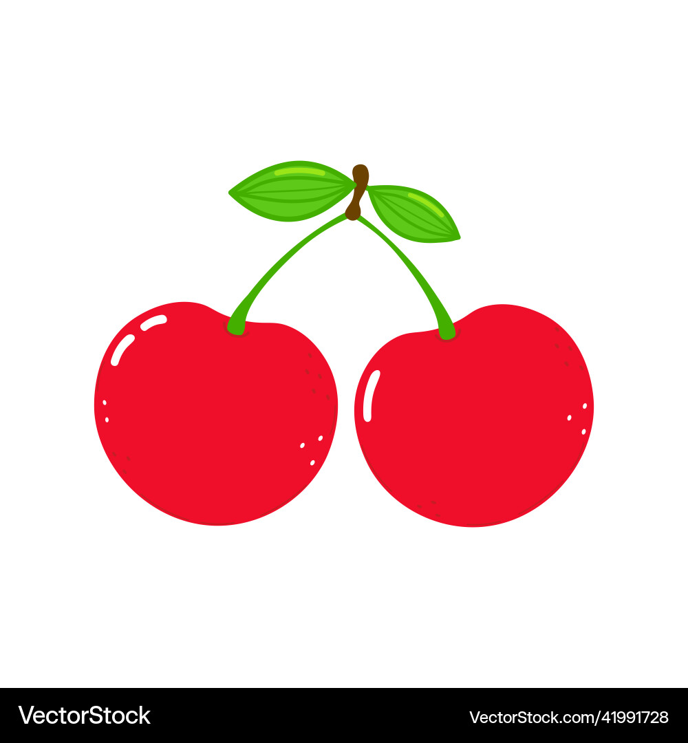 Cute funny cherry character hand drawn cartoon Vector Image