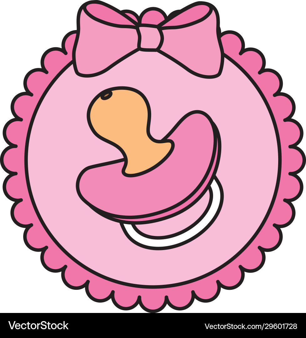 Cute pacifier baby in lace frame Royalty Free Vector Image