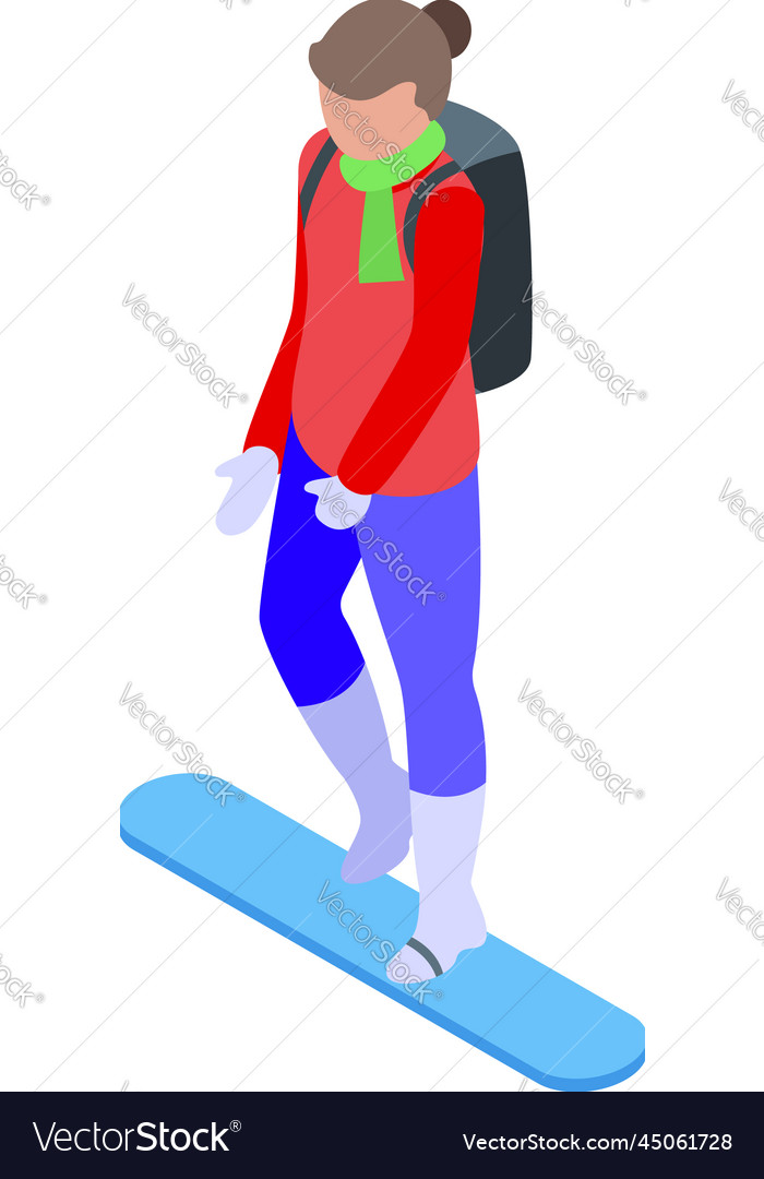 Girl snowboarding icon isometric sport Royalty Free Vector