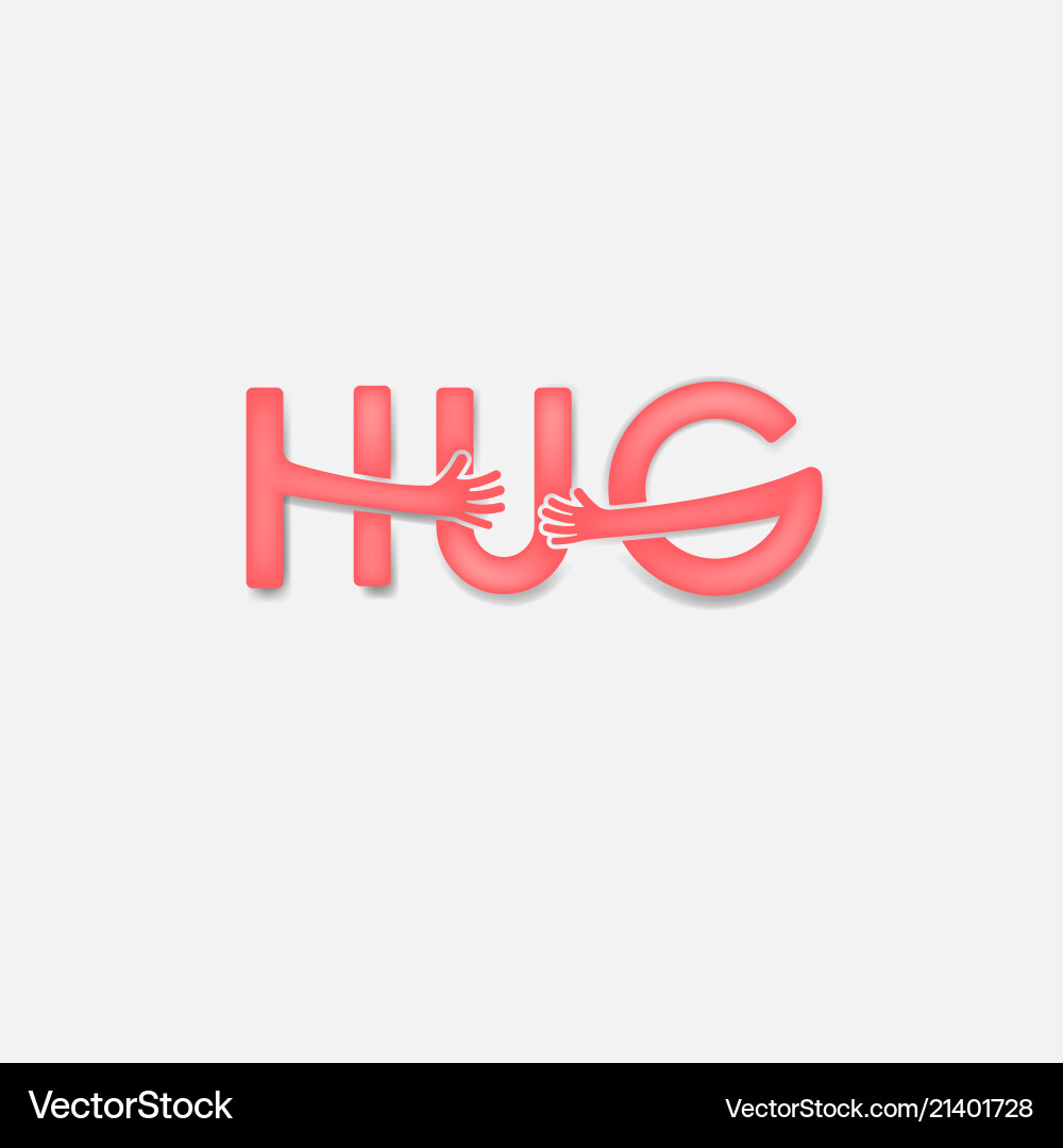 Hug typographical and hand iconembrace or Vector Image