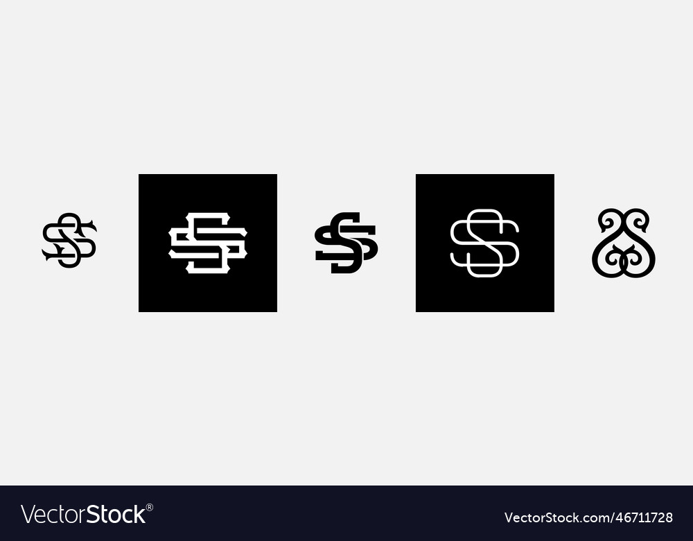 Initial letters ss monogram logo design bundle Vector Image