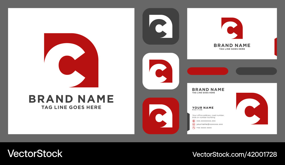 Letter c negative space logo design with business Vector Image