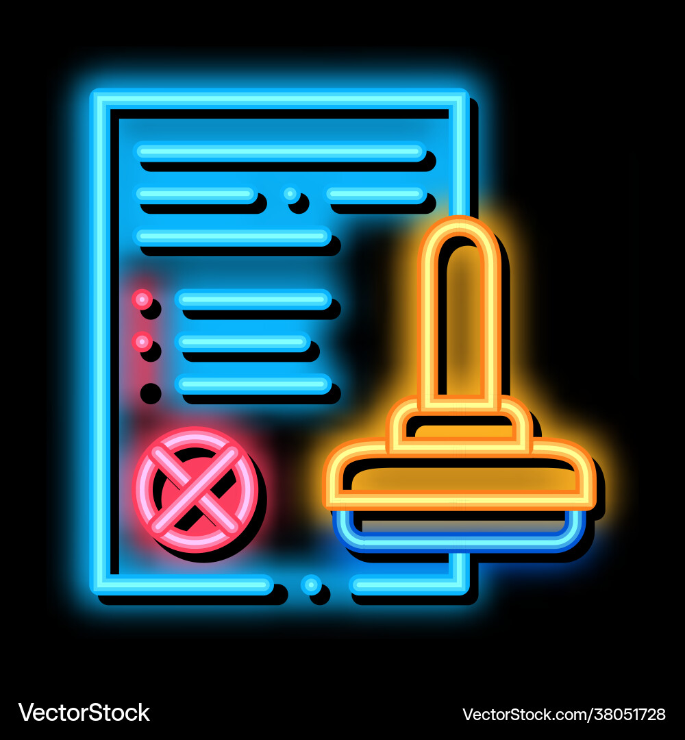 List denial stamp neon glow icon Royalty Free Vector Image