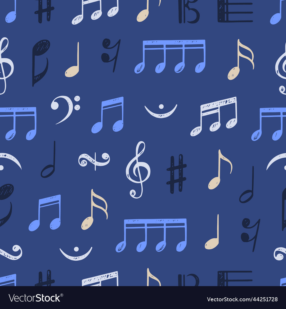 Music notes seamless pattern musical hand drawn Vector Image
