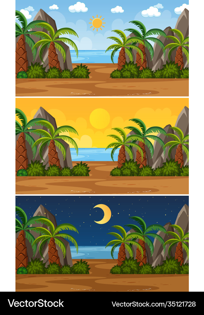 Nature landscape scene at different times day Vector Image
