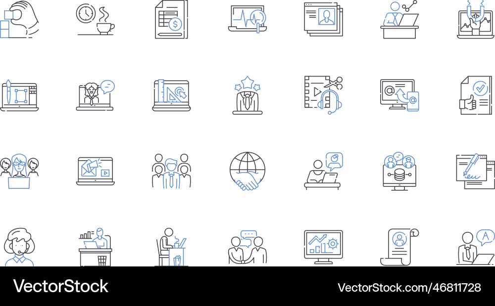 Operation line icons collection mission Royalty Free Vector