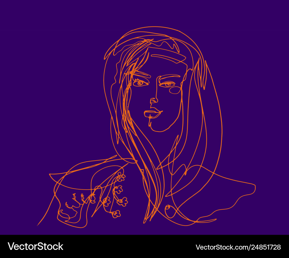 Portrait a woman continuous line Royalty Free Vector Image