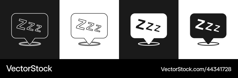 Set sleepy icon isolated on black and white Vector Image