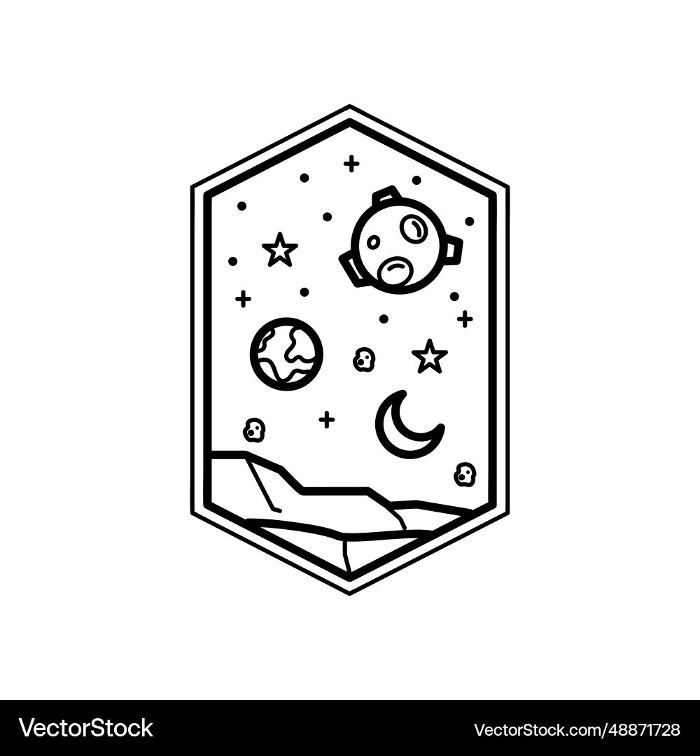 Space and galaxy monoline or line art style Vector Image