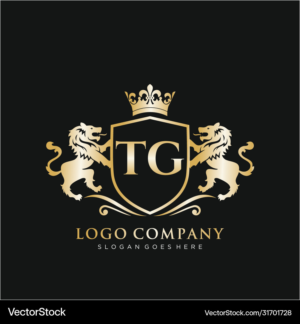 Tg letter initial with lion royal logo template Vector Image
